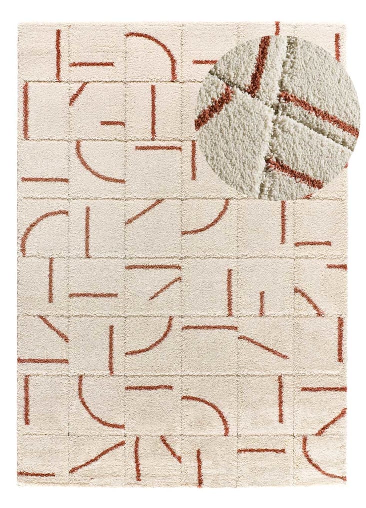 Tappeto camera da letto shaggy bianco/rame 60x120 cm Brenda | Maisons ...