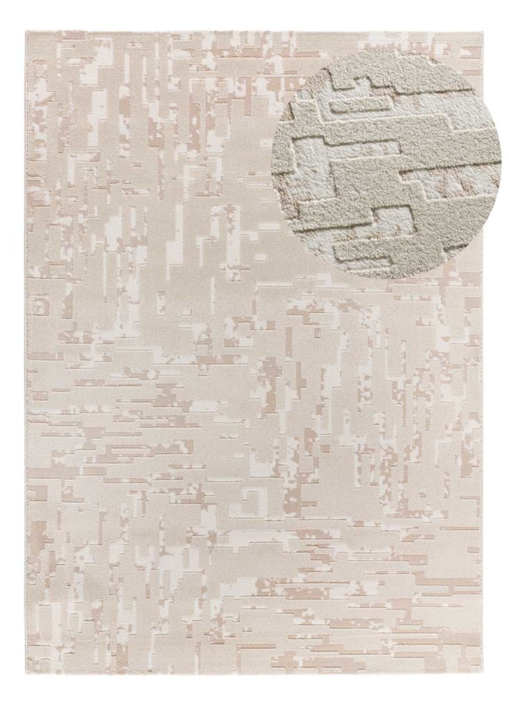 Tappeto astratto a pelo corto con rilievo in toni crema, 133x190 cm ...