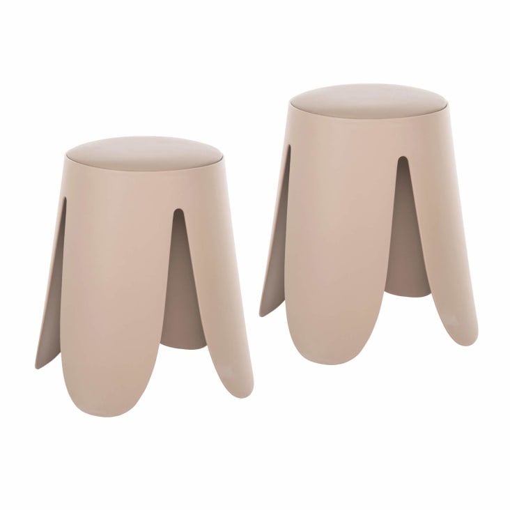 Set 2 sgabelli bassi moderni in polipropilene e similpelle rosa ...