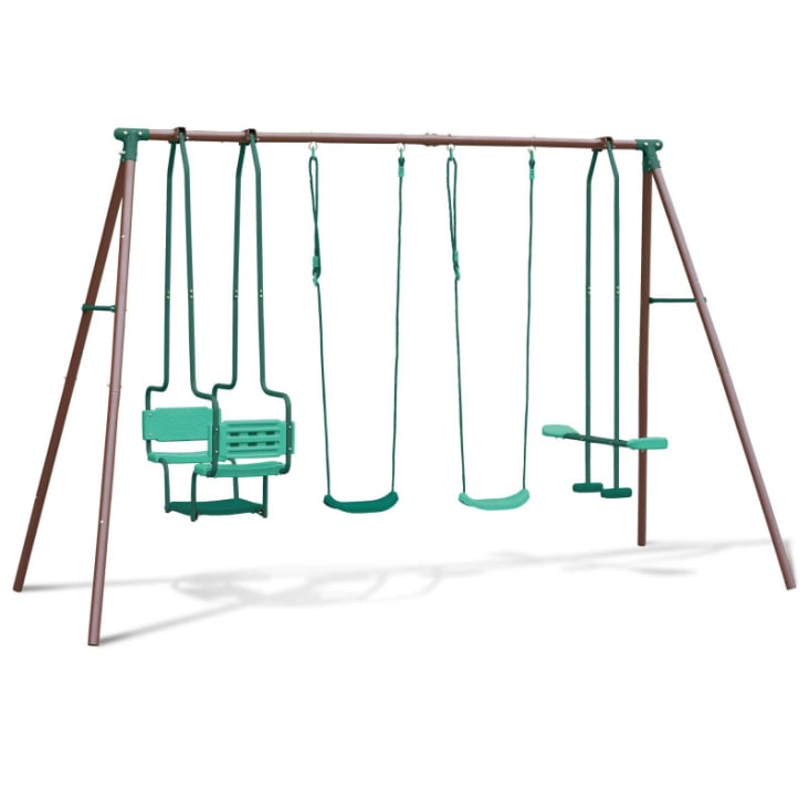 Portique en métal 4 agrès avec face à face vert menthe | Maisons du Monde