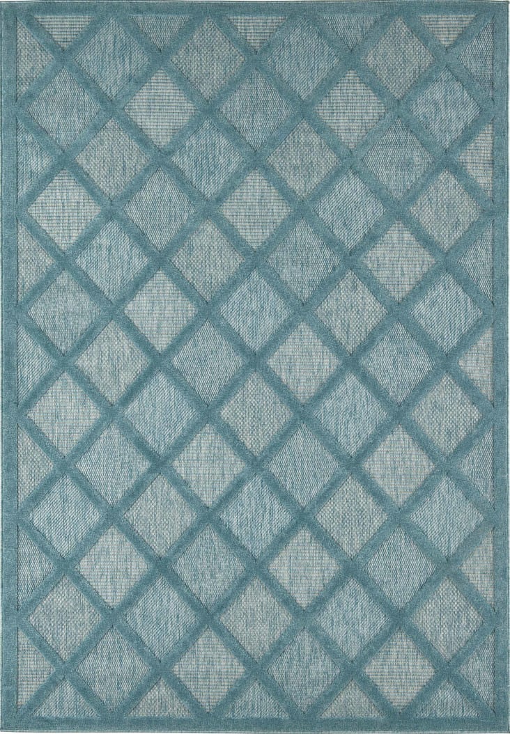 Tappeto blu interno/esterno con motivo a quadri 120x160 Santorini ...