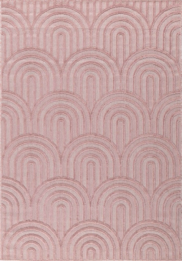 Alfombra rosa para interior y exterior con diseño de arcos 200x290 cm ...