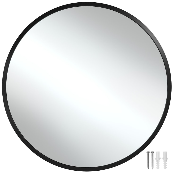 Miroir mural rond avec cadre en aluminium design minimaliste 50cm Fiona ...