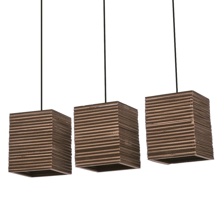 Lustre 3 Abat-jours Carrés Recyclable Suspension Linéaire 3 Spots ...