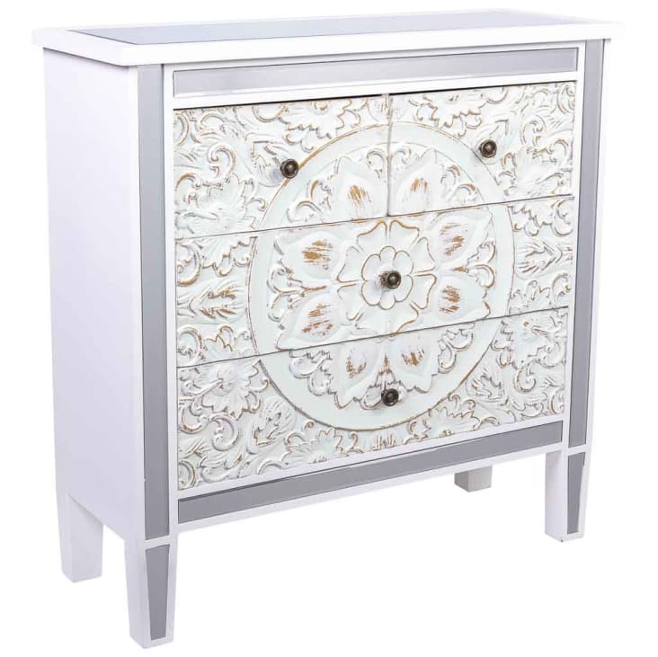 Comoda de madera y cristal de 4 cajones 80x30x81 | Maisons du Monde