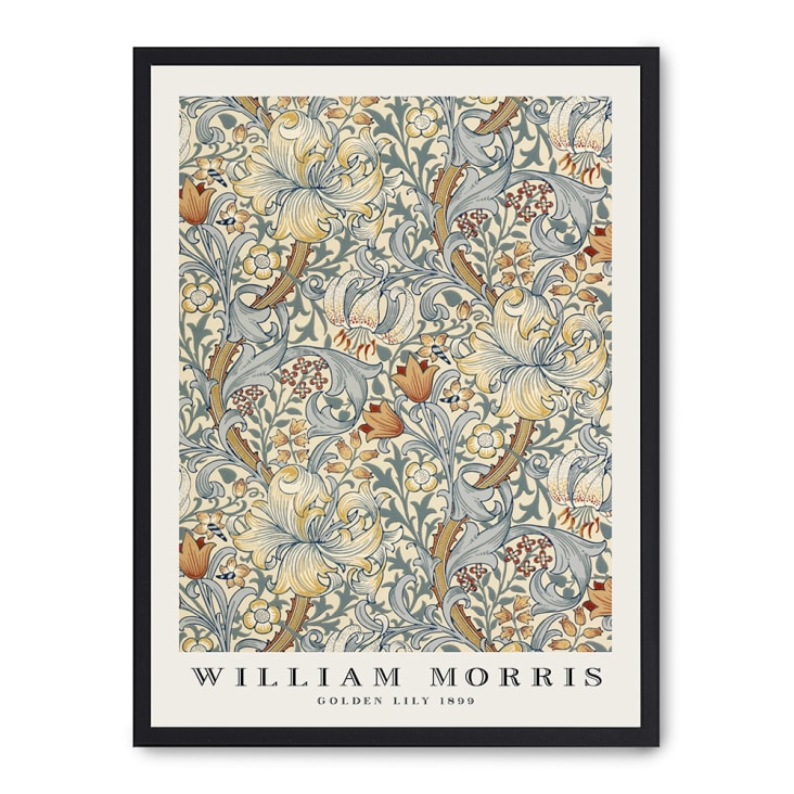 Cuadro golden lily, marco negro, 30x40 cm William morris | Maisons du Monde
