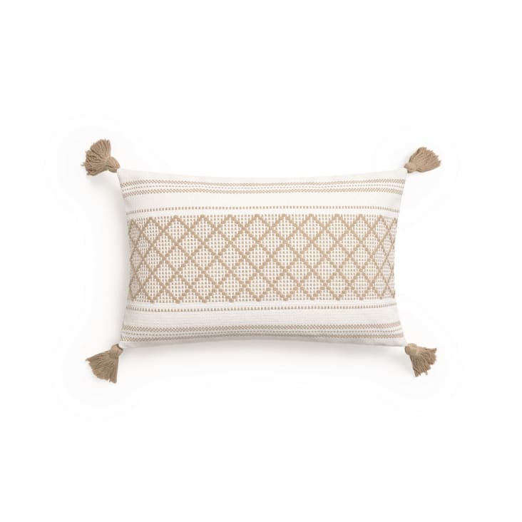 Funda cojín bordado geométrico marron beige 30x50 Diami | Maisons du Monde