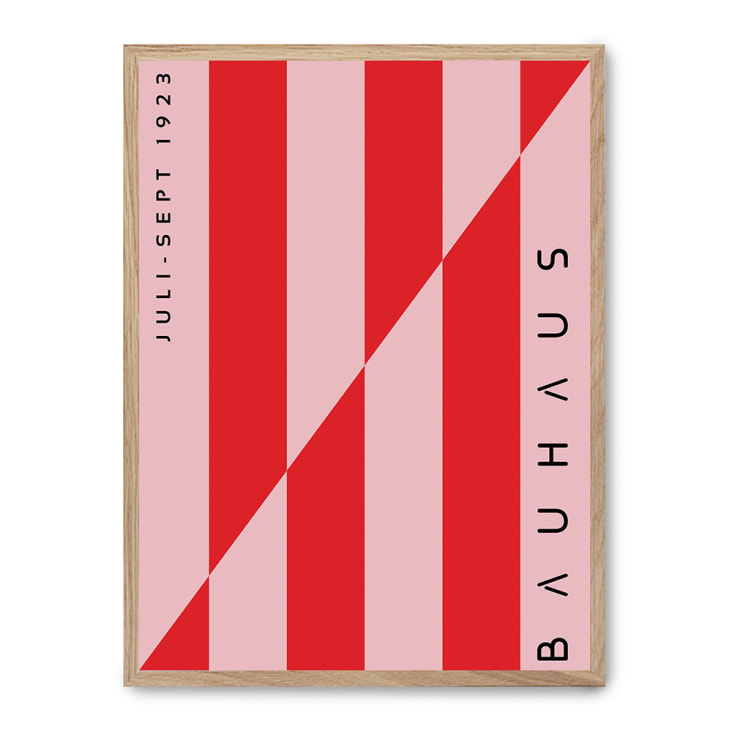 Cuadro red and pink lines, marco premium chapado en roble, 30x40 cm Bauhaus | Maisons du Monde