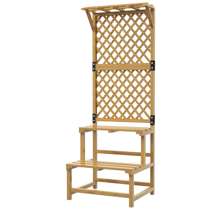 Porte-plante 2 niveaux avec treillis bois massif jaune Outsunny ...
