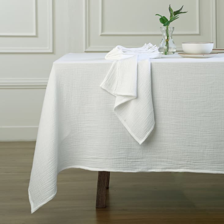 Nappe gaze de coton blanc 150x300 Carla | Maisons du Monde
