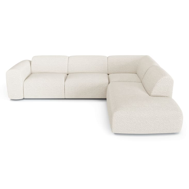 Divano 5 posti grande angolo destro in bouclé color crema Myra ...
