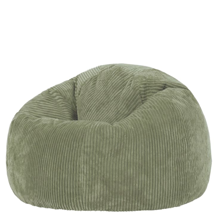 Pouf velours côtelé vert sauge Kingston | Maisons du Monde