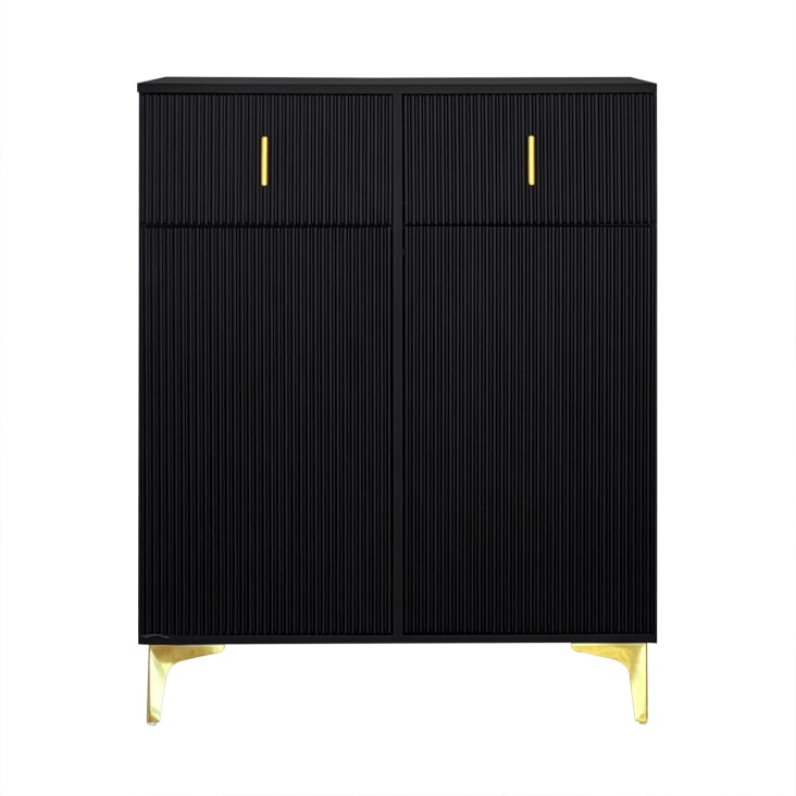 Buffet Haut Design Contemporain 2 Tiroirs et 2 Portes noir | Maisons du ...