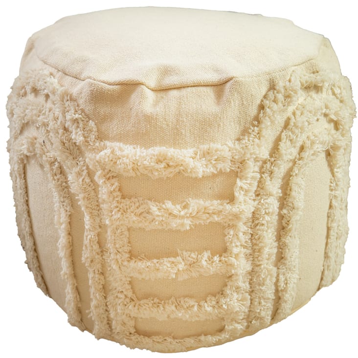 Pouf rond texturé bohème 100% coton | Maisons du Monde