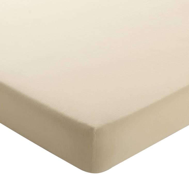 Drap-housse grand bonnet en coton beige 90x200x32 Double gaze gd b ...