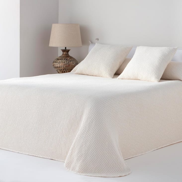 Colcha primavera verano jacquard algodón beige 280x270 cama de 180 ...