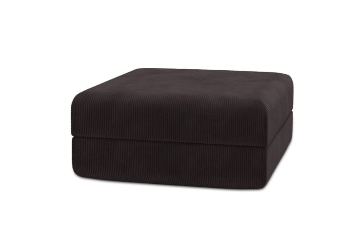 Pouf convertible et modulable 1 place en velours côtelé marron ...