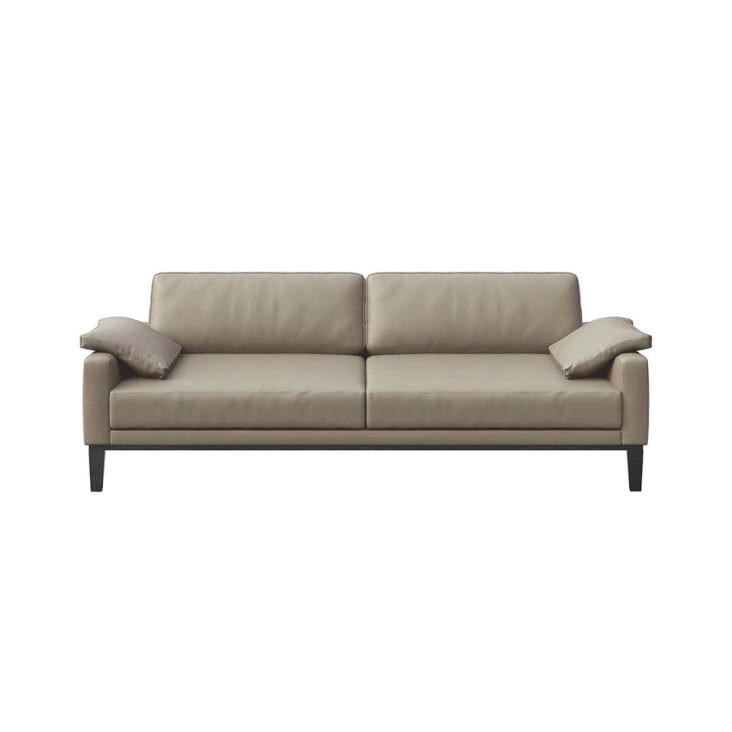 Canapé 3 places en cuir naturel gris fossile Musso | Maisons du Monde