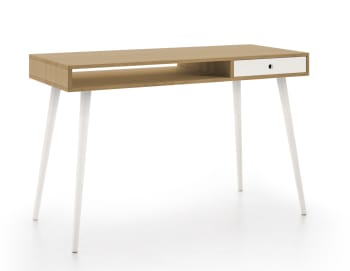 Escritorio de madera maciza natural, color blanco NIZA | Maisons du Monde