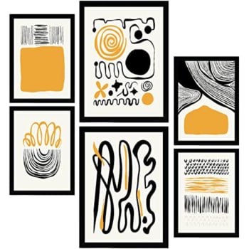 Abstracto emociones-set de 6 cuadros, marco negro, a3 & a4 Abstracto ...
