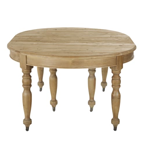 Table à manger extensible à roulettes en bois de pin recyclé 12/14 ...