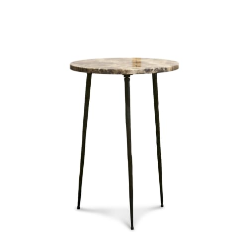 Petite table d'appoint en marbre gris et métal Vilma | Maisons du Monde