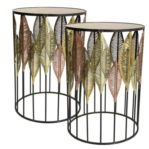 Set de 2 tables d'appoint en métal doré | Maisons du Monde
