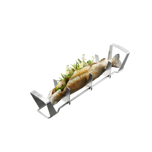 Support pour poisson en acier inoxydable argent BBQ | Maisons du Monde