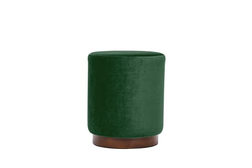 Pouf en velours vert et base en bois | Maisons du Monde