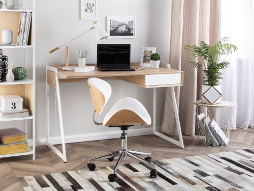 Table de bureau blanc 120 cm 60 cm avec rangement Quito | Maisons du Monde