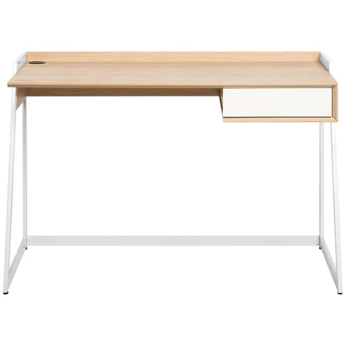 Table de bureau blanc 120 cm 60 cm avec rangement Quito | Maisons du Monde