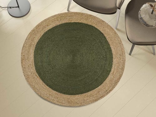 Tapis rond en jute vert, 120X120 cm MAHON | Maisons du Monde