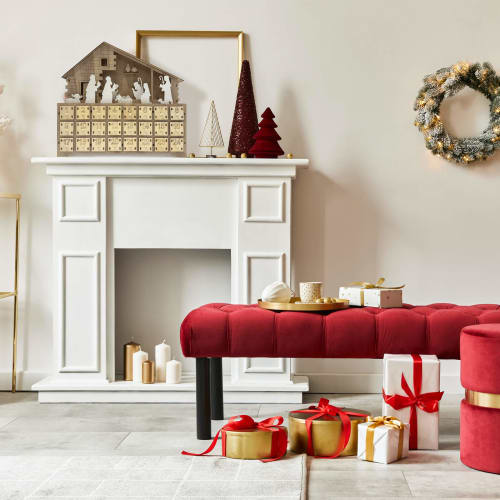 Calendario dell'Avvento forma casa marrone con 24 cassettini e luci ...