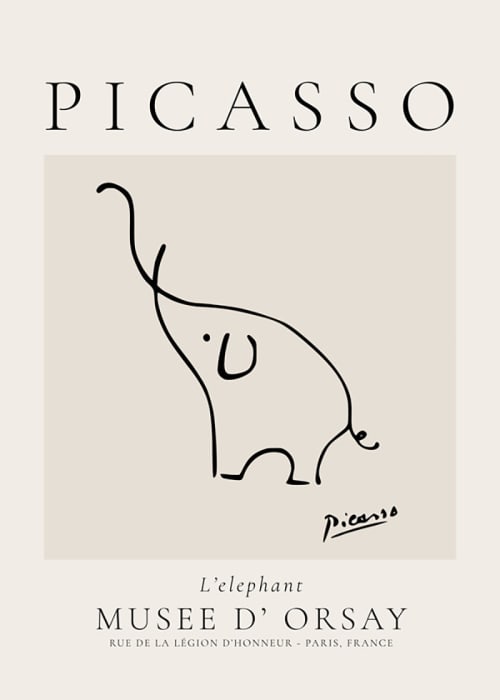 Poster Pablo Picasso Animals Drawings the elephant 70x100cm Seven wall ...