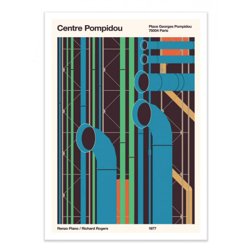 Affiche 30x40 cm - Centre Pompidou - Florent Bodart Florent bodart ...