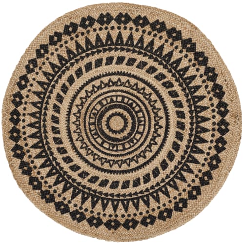 Tapis Jute Noir/Naturel 183 X 183 cm Natural fiber | Maisons du Monde