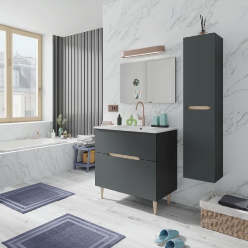 Mueble de baño 80 melamina, antracita, 80 x 80 x 45 Opera | Maisons du ...