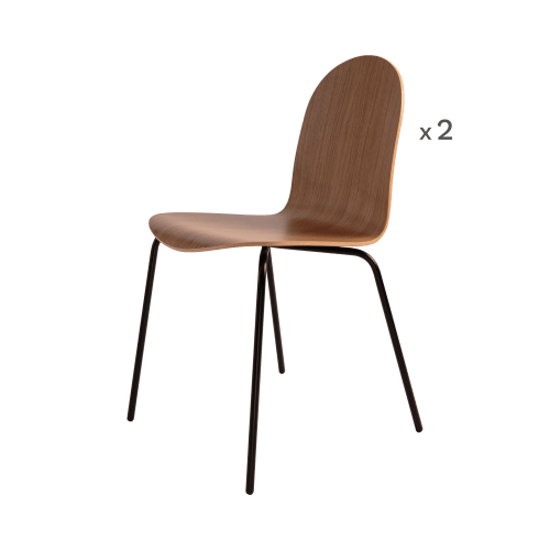 Lot de 2 chaises en métal et bois foncé Riaz | Maisons du Monde