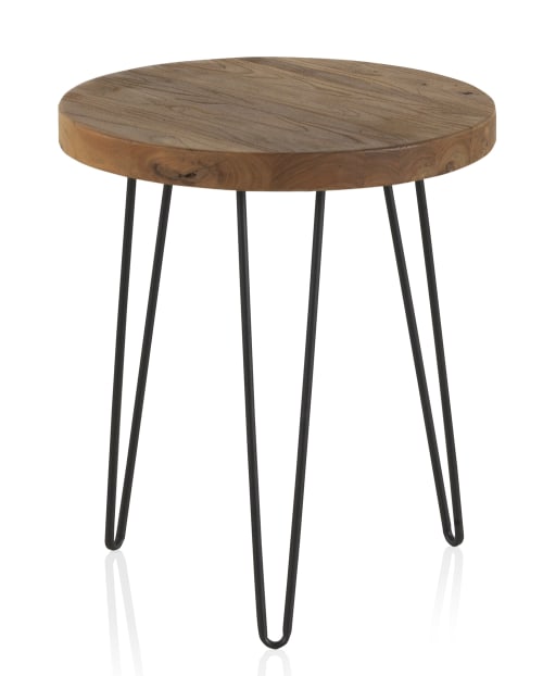 Table d'appoint en orme ancien avec pieds en métal | Maisons du Monde