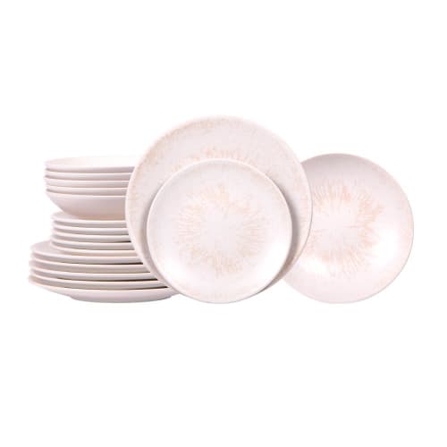 Service d'assiettes 18 pièces crème beige en grès | Maisons du Monde