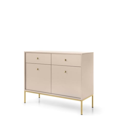 Buffet 2 portes 2 tiroirs pieds métal doré 104x83 cm | Maisons du Monde