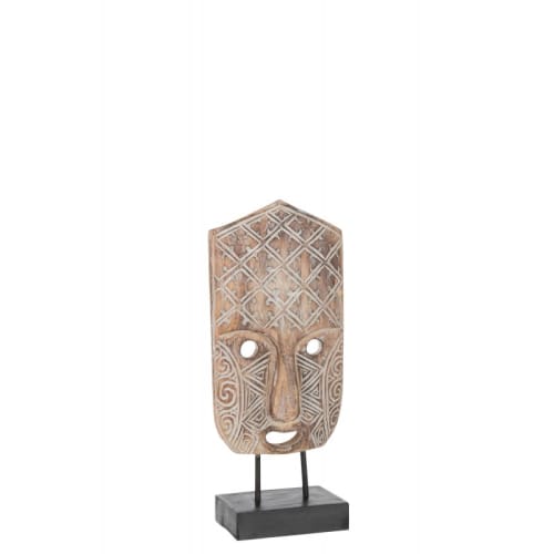 Masque sur socle en bois naturel 17x15x41 cm | Maisons du Monde