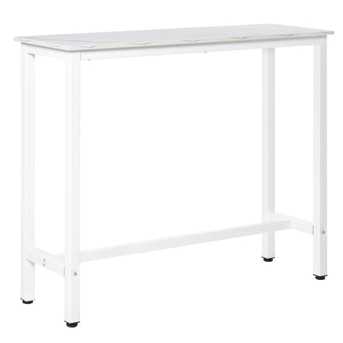 Table de bar 100 cm 4 pers. châssis acier plateau aspect marbre blanc ...