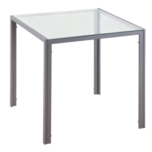 Table à manger pour 4 personnes plateau en verre trempé gris Homcom ...