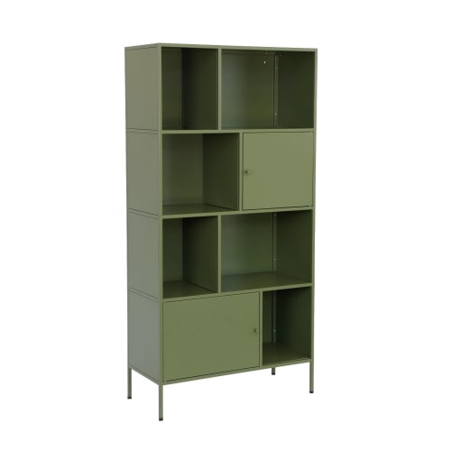 Buffet, meuble de rangement industriel métal vert 8 compartiments ...