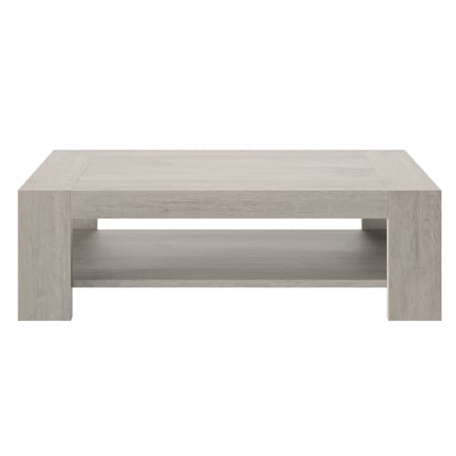 Table basse rectangulaire effet bois chêne gris clair double plateau ...