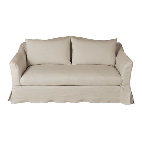 Canap Lit 2 Places En Lin Lav Beige Louvre Maisons Du Monde